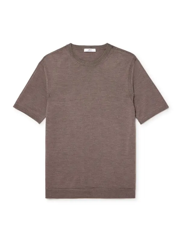 Mr P. Ribbed Merino Wool T-shirt - Brown