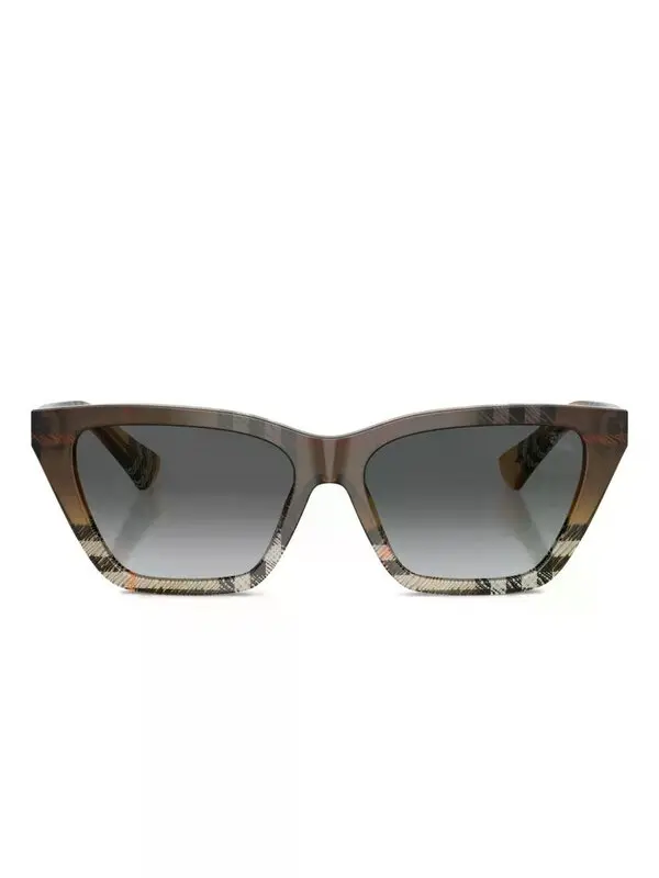 Burberry Check Pattern Cat-eye Sunglasses - Brown