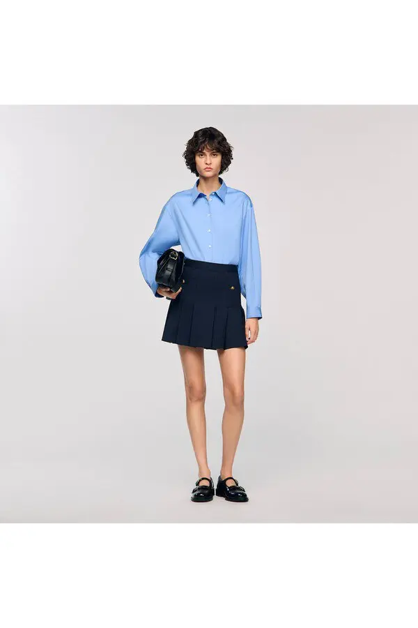 Sandro Striped Pleated Mini Skirt - Blue / Navy