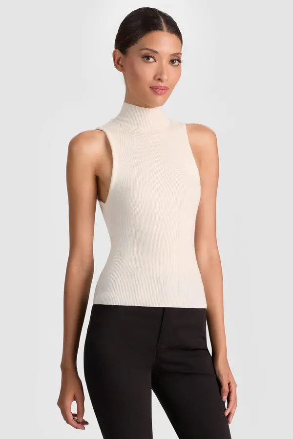 Alice + Olivia Darcey Knit Tank - Neutral / White