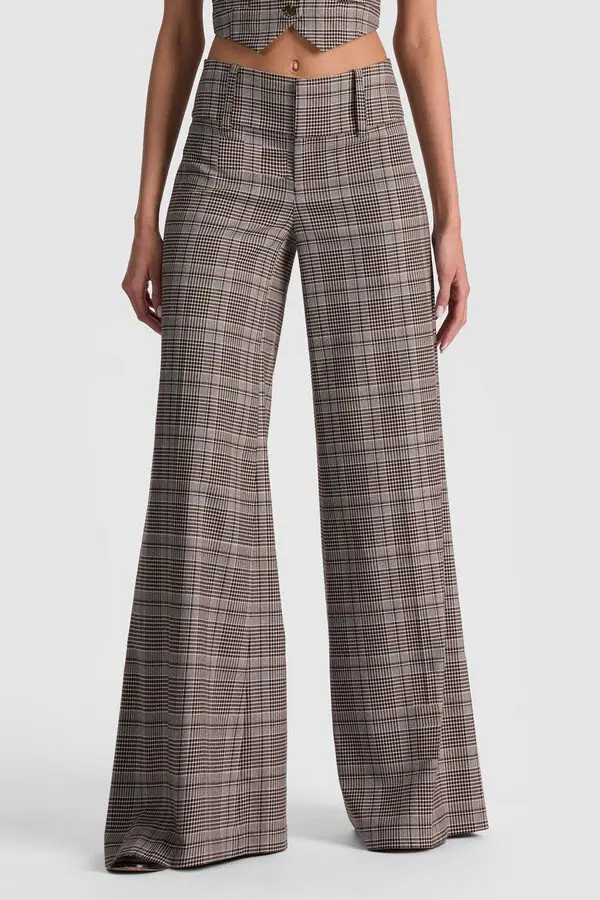 Alice + Olivia Plaid Wide-leg Pants
