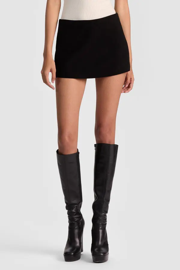 Alice + Olivia Mace Suede Mini Skort - Black