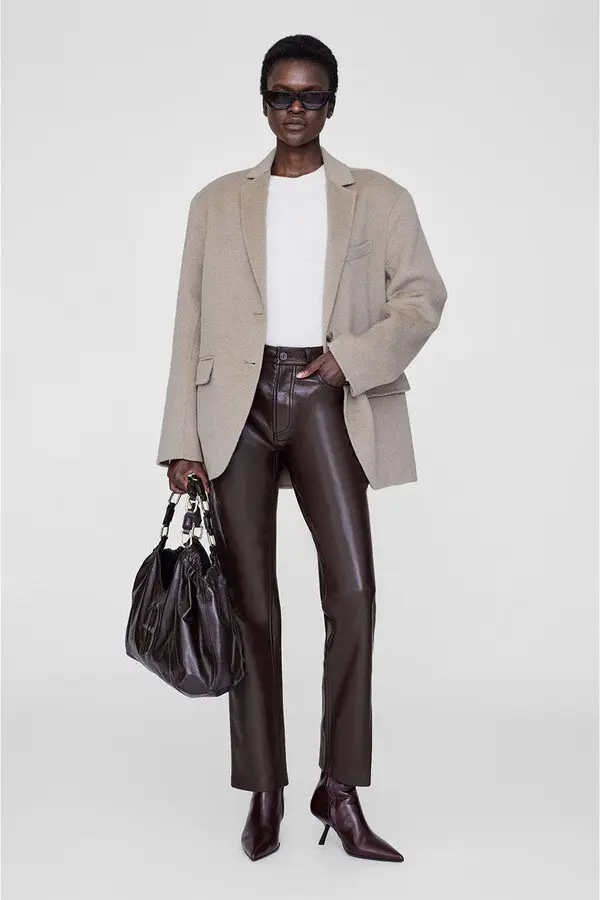 ANINE BING Quinn Blazer Oatmeal Melange Cashmere Blend