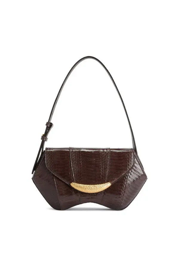 GIUSEPPE ZANOTTI Elaphe Carinata Snakeskin Shoulder Bag - Brown