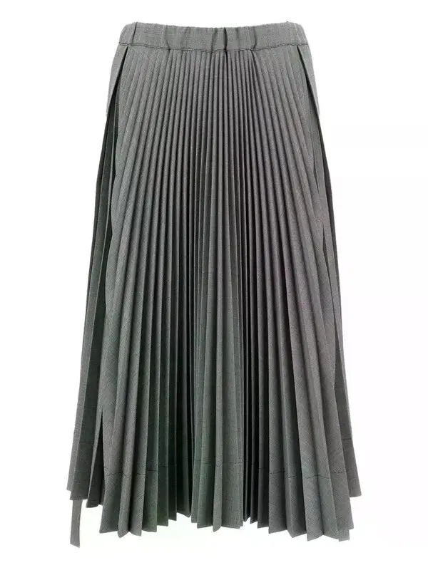 Plan C Asymmetric Pleated Skirt - Grey