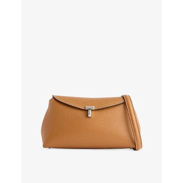 TOTÊME T-lock Grained Leather Clutch Bag
