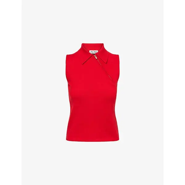 Miu Miu Sleeveless Cashmere Polo Top