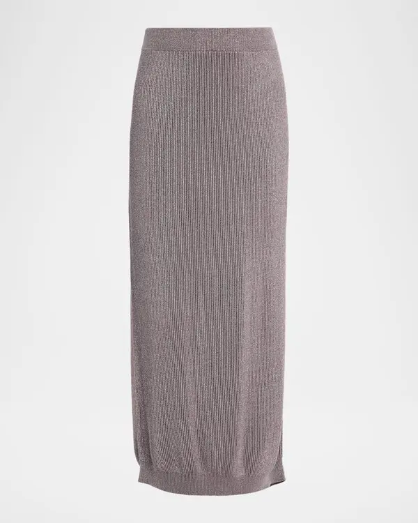 Brunello Cucinelli Sparkling Ribbed Knit Maxi Skirt