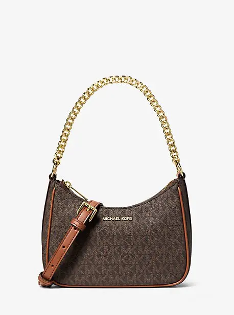 Michael Kors Jet Set Signature Logo Convertible Crossbody Bag - Brown