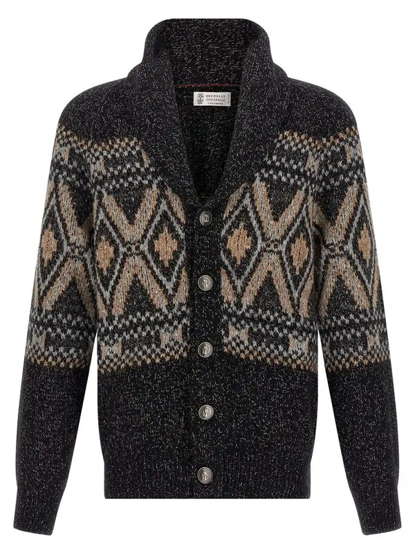 Brunello Cucinelli Geometric Jacquard Cardigan - Multicolor