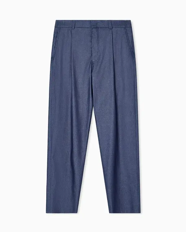 Giorgio Armani Single-pleat Cotton And Silk Trousers