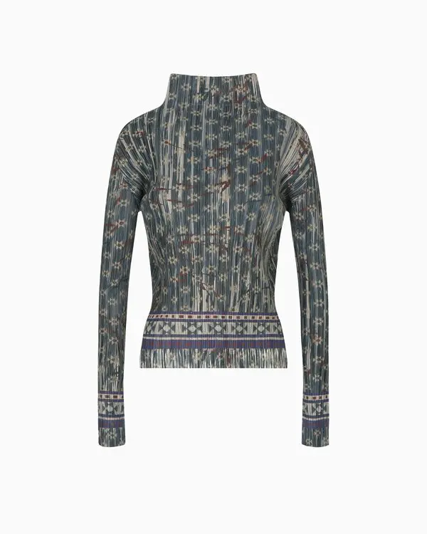 Giorgio Armani Printed Pleated Jersey Jumper