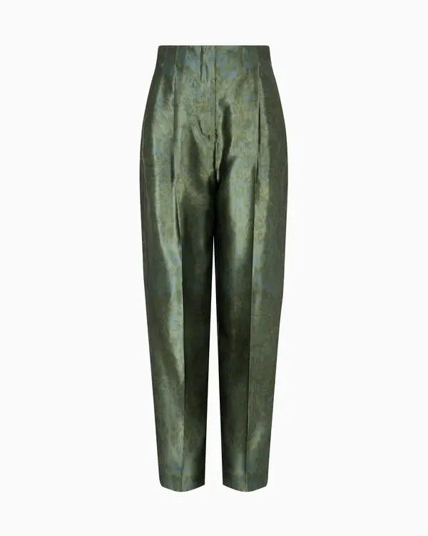 Giorgio Armani Printed Silk-shantung Trousers