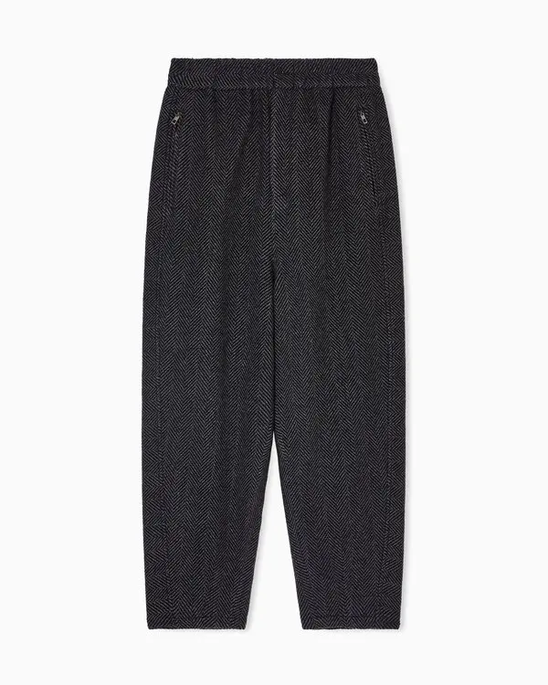 Giorgio Armani Chevron Cashmere Flat-front Trousers - Two-tone