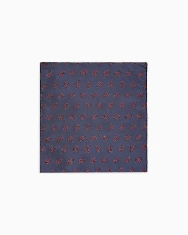 Giorgio Armani Jacquard Silk Pocket Square - Blue