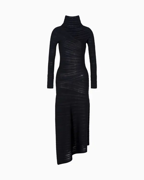 Giorgio Armani Viscose And Virgin Wool Jersey Midi Dress - Black