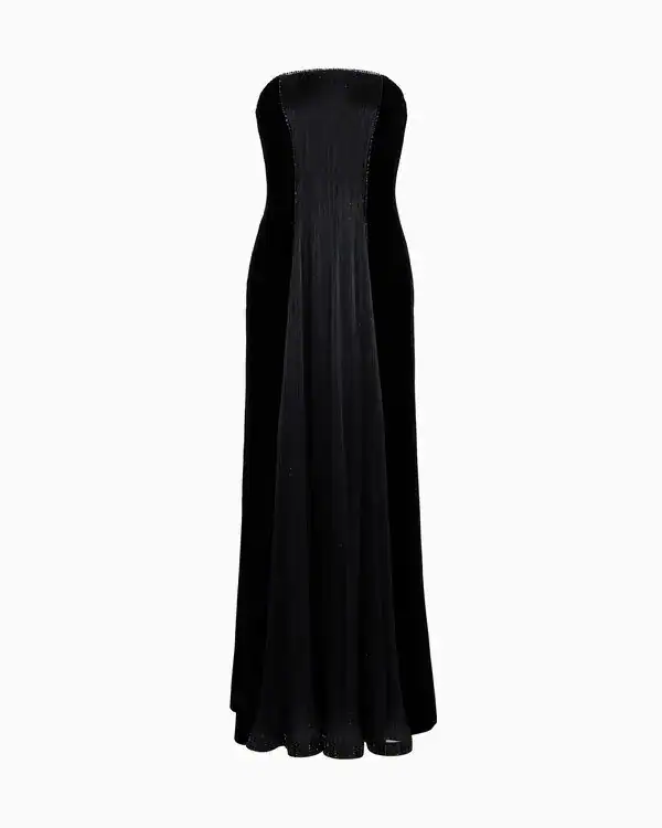 Giorgio Armani - Velvet and silk bustier dress, Woman, Patterned, Size: 38