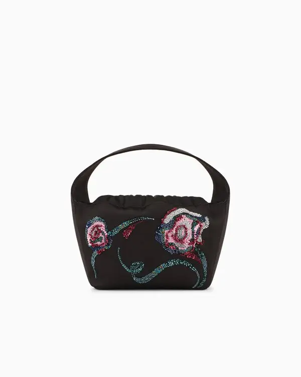 Giorgio Armani Embroidered Satin Bucket Bag - Patterned