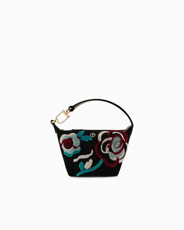 Giorgio Armani La Prima Soft Mini Hobo Bag In Embroidered Velvet