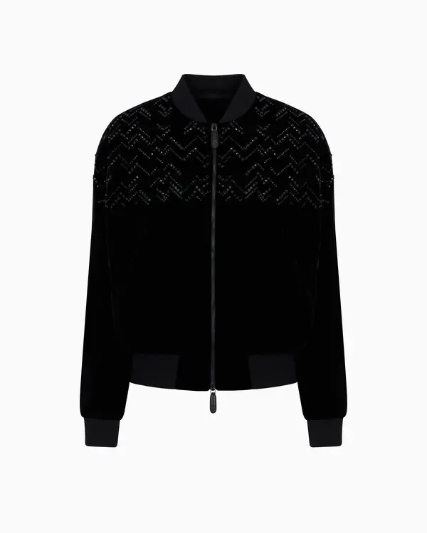 Giorgio Armani Velvet Bomber Jacket With Rhinestone Detail