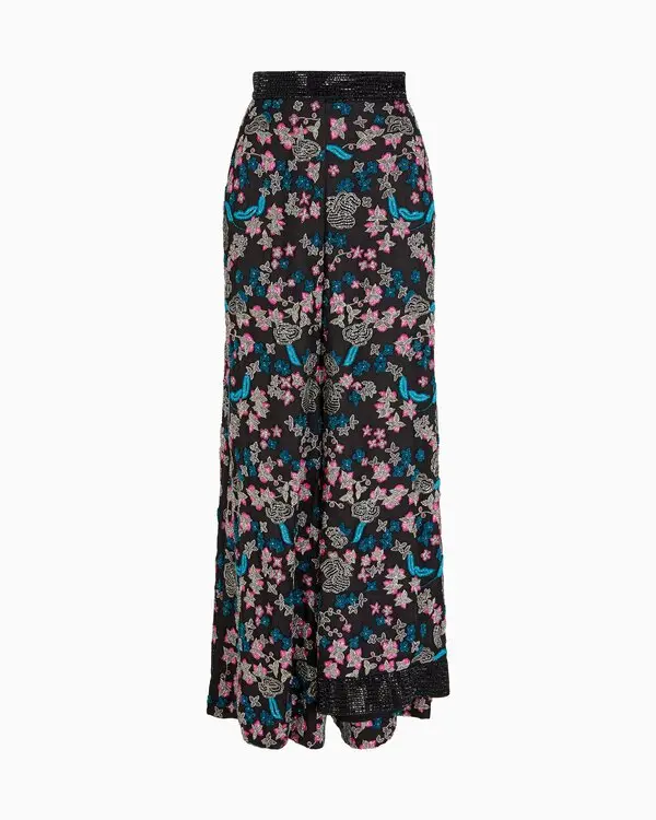 Giorgio Armani Floral Motif Silk Culottes