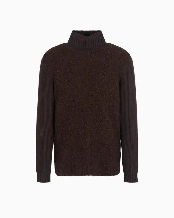 Giorgio Armani Bouclé Cashmere, Wool, And Silk Jumper - Brown