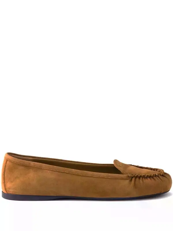 Prada Ruffled Suede Loafers