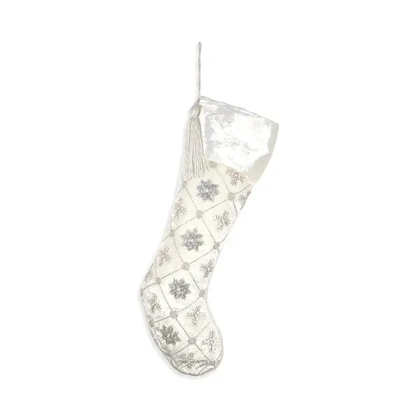 SUDHA PENNATHUR Snowflakes And Stars Embroidered Stocking