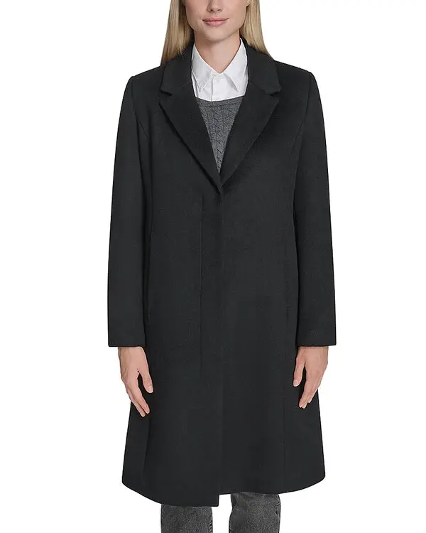 Cole Haan Single Breasted Notch Collar Coat - Black