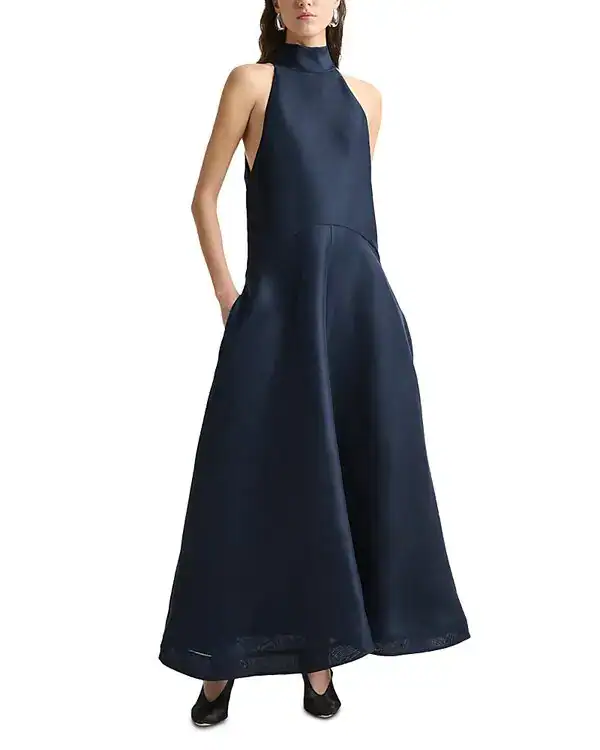 Altuzarra Becca Silk Halter Dress In Navy - 70% Off | Editorialist