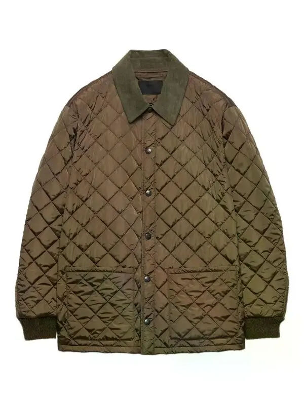 Prada Quilted Jacket With Corduroy Collar - Brown