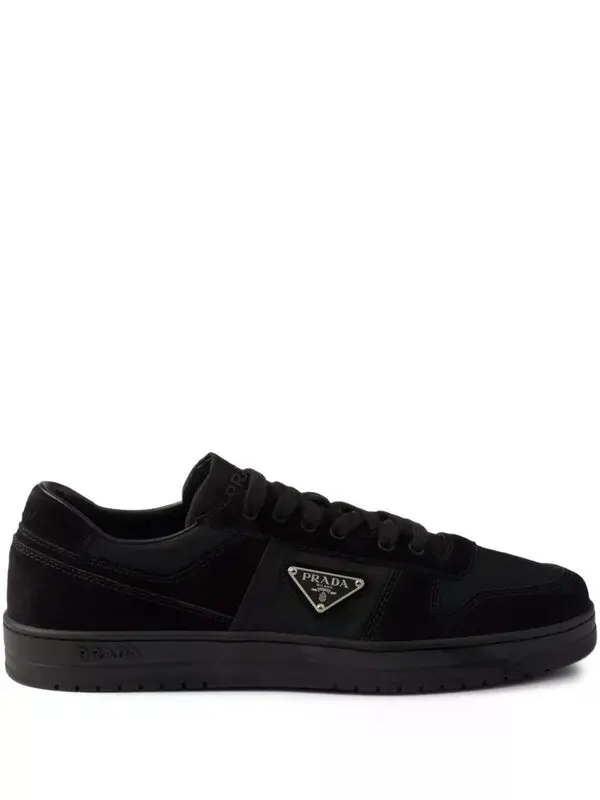 Prada Downtown Triangle-logo Suede Sneakers - Black
