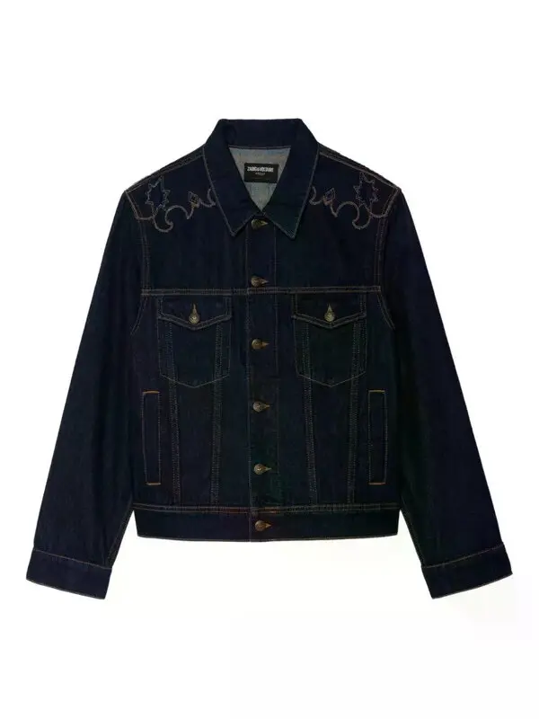 Zadig&Voltaire Embroidered Denim Trucker Jacket - Blue