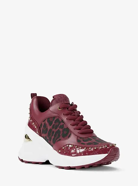 Michael Kors Katrina Mixed-media Trainer - Red