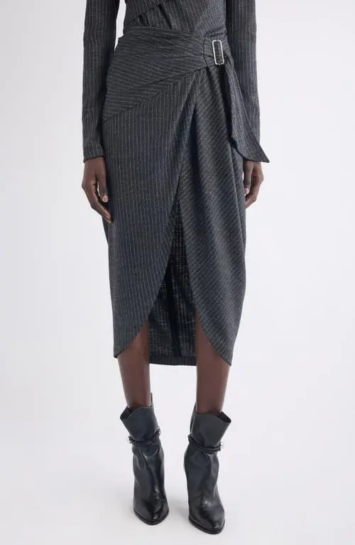 Isabel Marant Reilly Pinstripe Faux-wrap Skirt