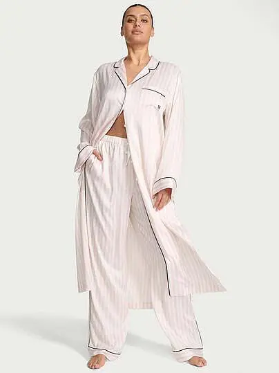 Victoria's Secret Glazed Satin Long Flyaway Tunic Pajama Set