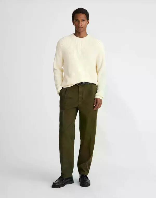 Madewell Pleated Twill Trousers - Olive Drab