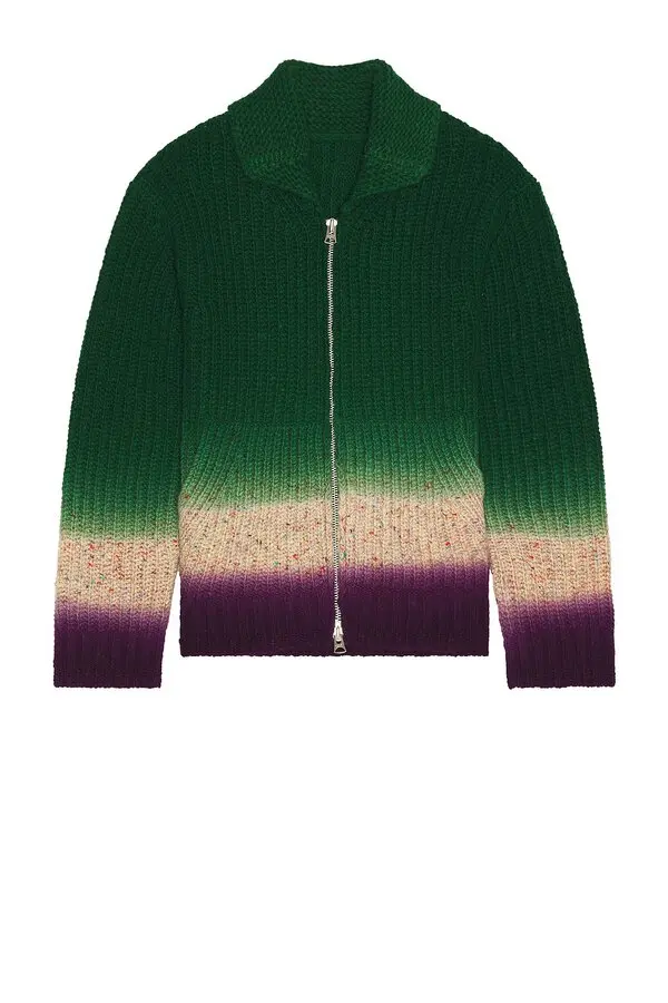 Sacai Garment Dye Wool Knit Cardigan - Green