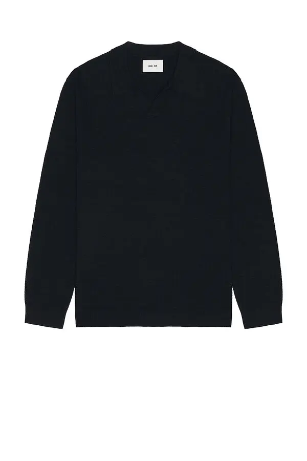 Nn07 Paul Long Sleeve Polo In Navy - Deep Navy