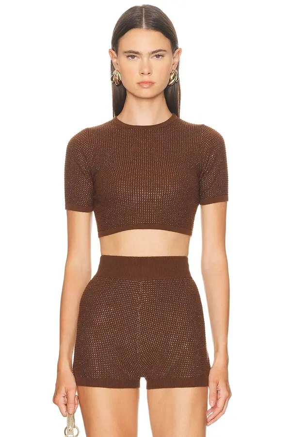 David Koma Rhinestone Embroidered Crop Top