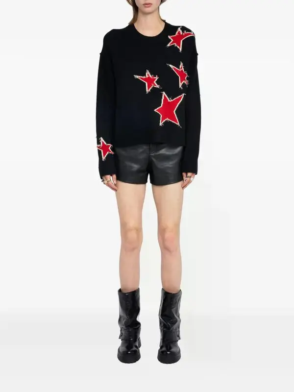 Zadig&Voltaire Star-embellished Frayed Sweater - Black
