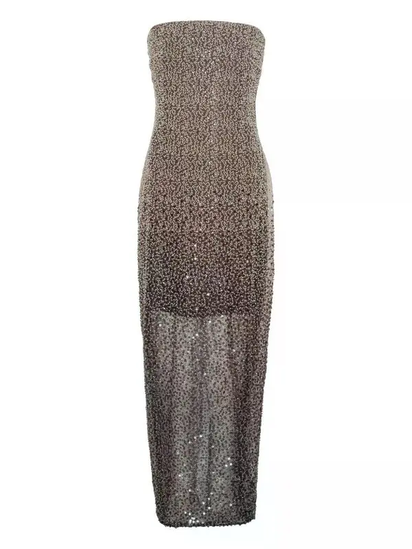 Remain Birger Christensen Beaded Midi Tube Dress - Brown