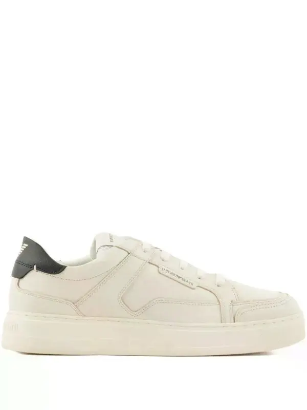 Emporio Armani Leather Panelled Sneakers - Neutrals