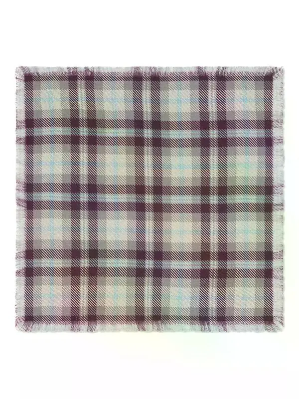 Eric Bompard Checked Fringed Scarf - Purple