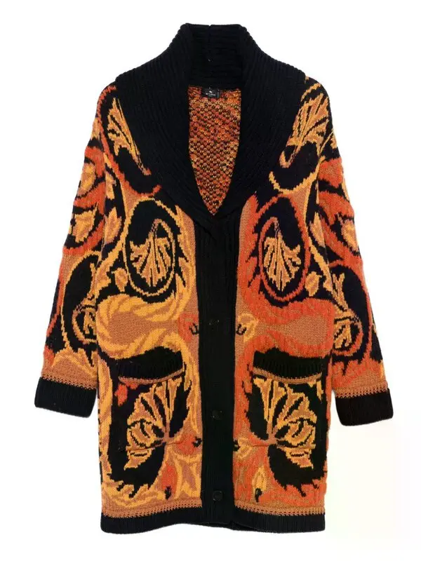 Etro Floral-pattern Shawl-collar Cardigan - Orange