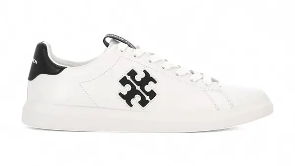 Tory Burch Double T Howell Court Sneakers - Titanium White/black