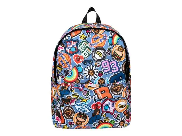 BAPE Baby Milo Sticker Print Backpack - Acid Blue