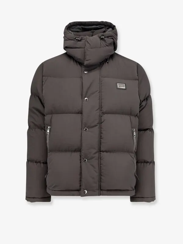 Dolce & Gabbana Nylon Hooded Down Jacket - Grey