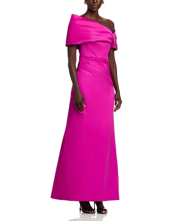 Rickie Freeman For Teri Jon Mikado Asymmetric Gown