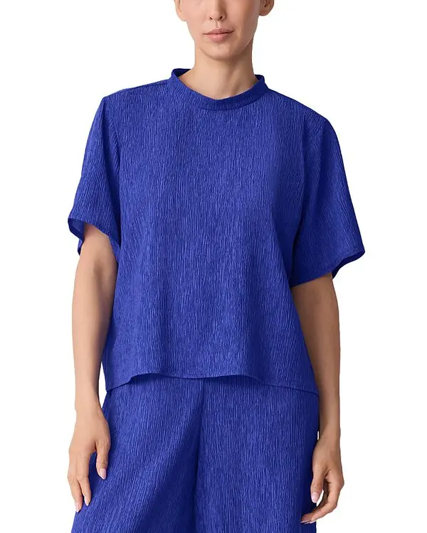 Eileen Fisher Mock Neck Short Sleeve Top - Royal
